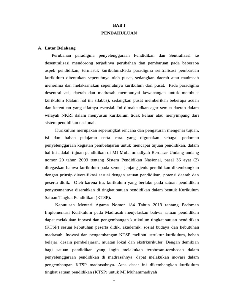 DRAFT Kurikulum MI 2024-2025 Revisi 12 Juli | PDF