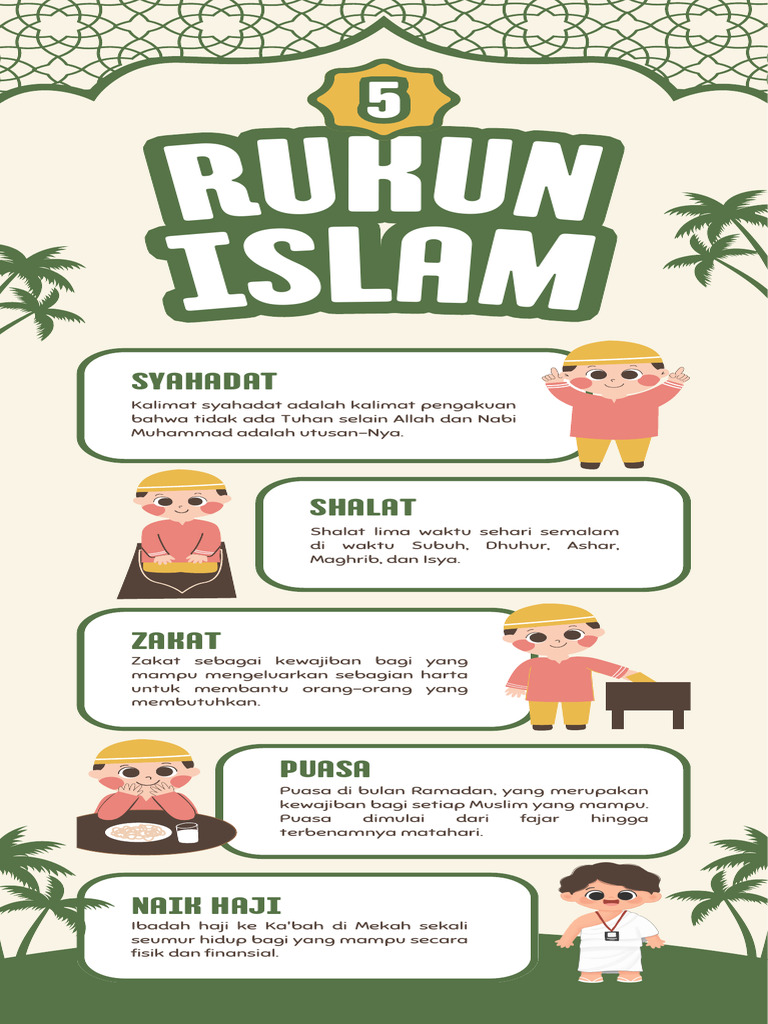 Krem dan Hijau Ilustratif Infografis Rukun Islam | PDF