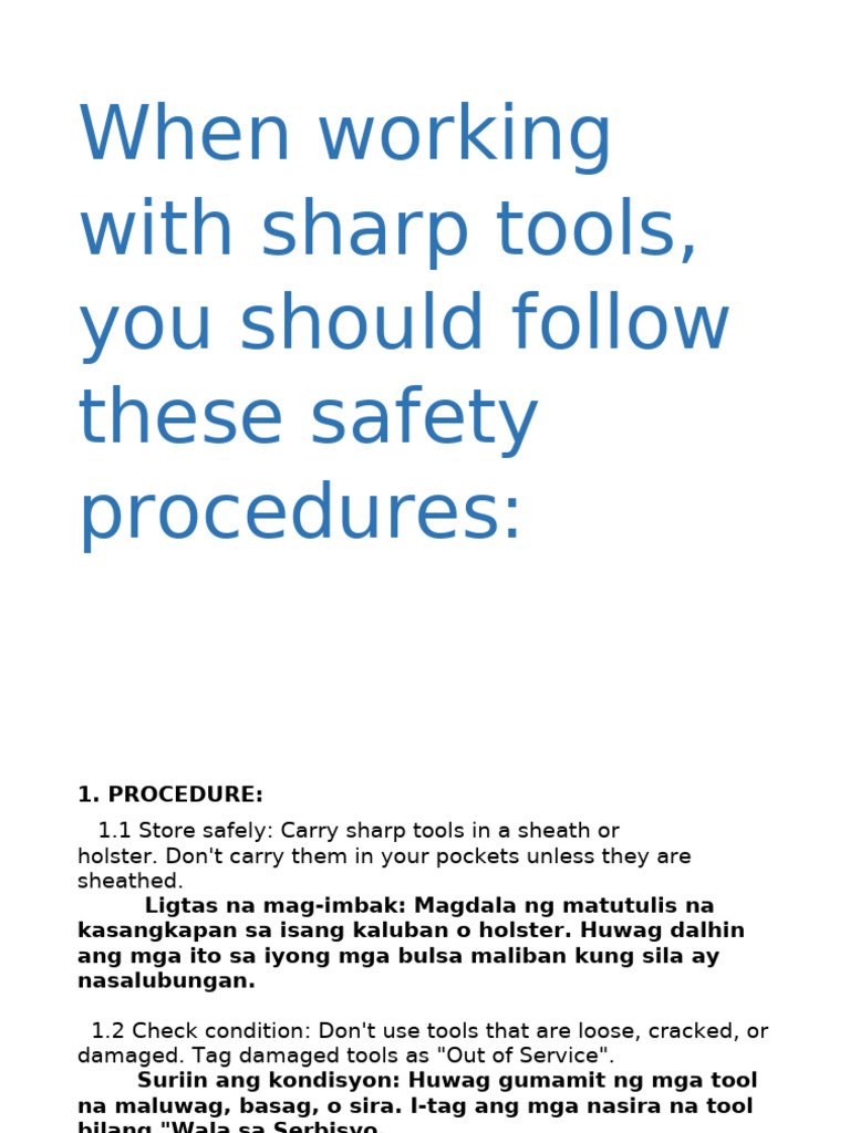 Sharp Tools Procedure | PDF
