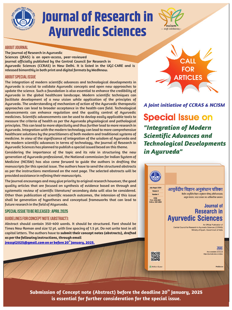 Call for Articles: JRAS Special Issue | PDF | Ayurveda | Science