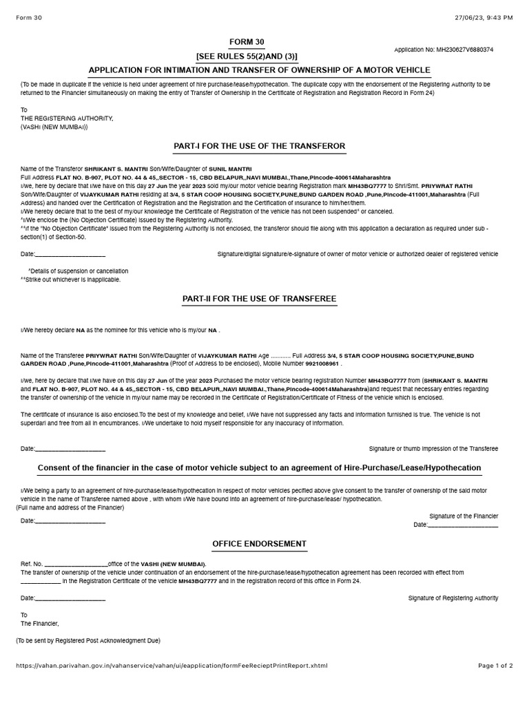 Form 30 | PDF | Private Law