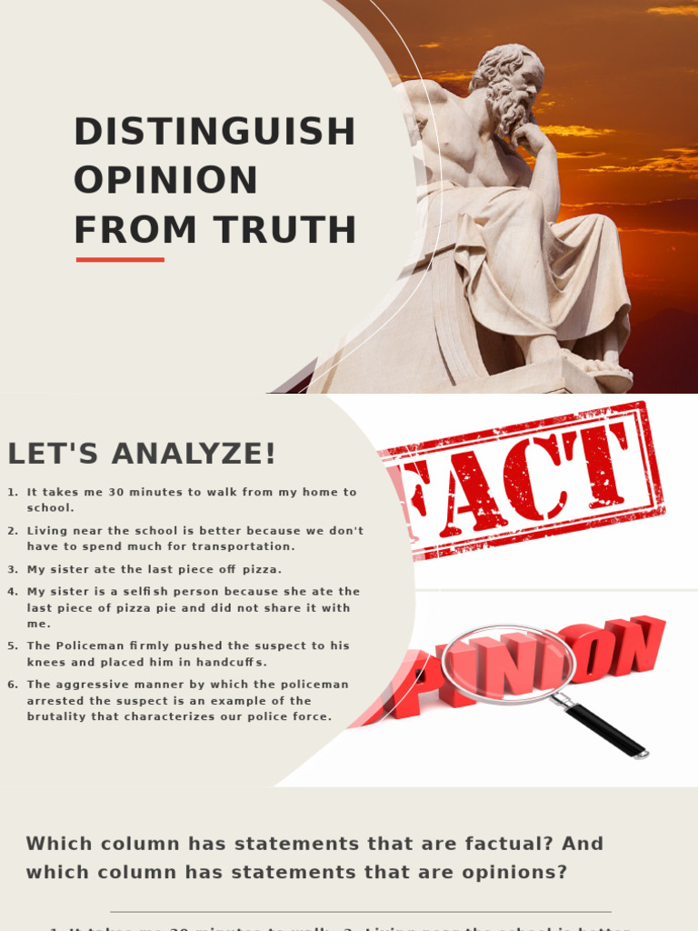 Distinguish Truth From Opinion | PDF | Argument | Logic