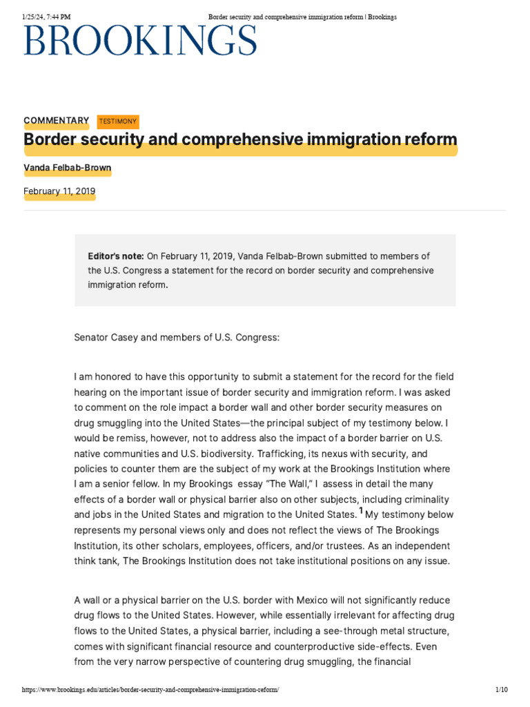 Article - Border Security and Comprehensive Immigration Reform ...