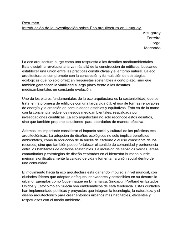 Resumen Intro | PDF | Arquitectura sostenible | Entorno natural