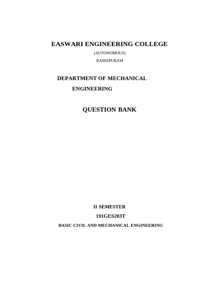 BCM QUESTION BANK | PDF | Mechanical Engineering | Engines