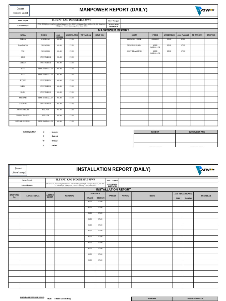 Manpower Daily Report (Ver 3) | PDF
