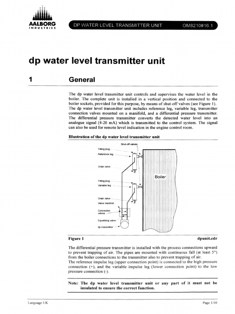 DP Water Level Transmitter Unit | PDF | Pressure Measurement | Valve