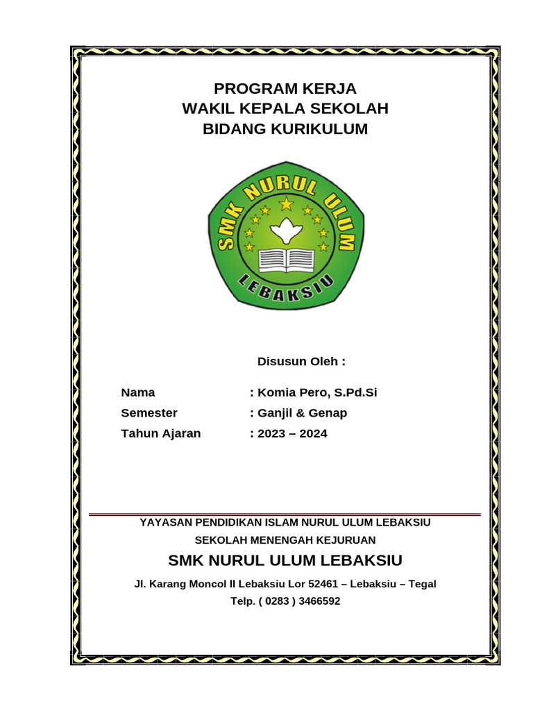 PROGRAM-KERJA-WAKA.KURIKULUM-SMKNU_2023-2024 | PDF