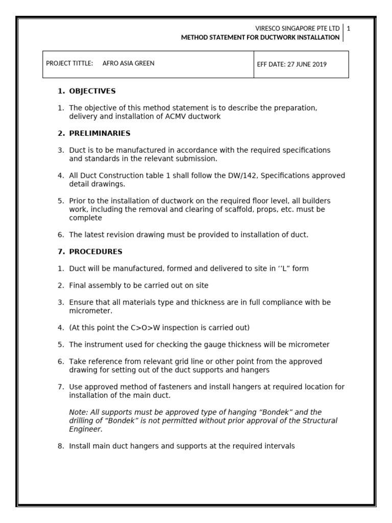 013 - Ductwork Installation (Mos) | PDF | Duct (Flow) | Building