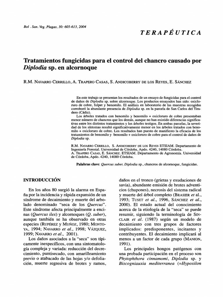 Eficacia de fungicidas contra chancro | PDF | Análisis de variación