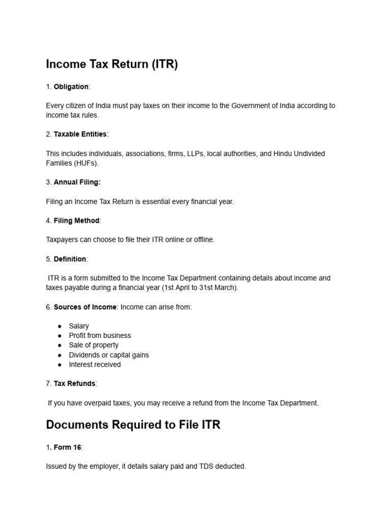 4. Income Tax Return (ITR) | PDF | Income Tax | Taxes