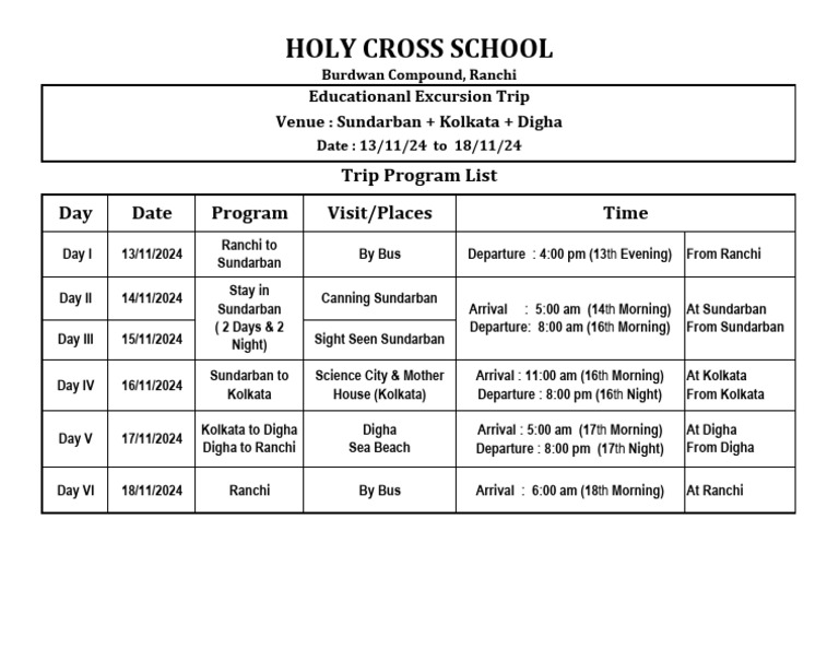 Excursion Program List | PDF
