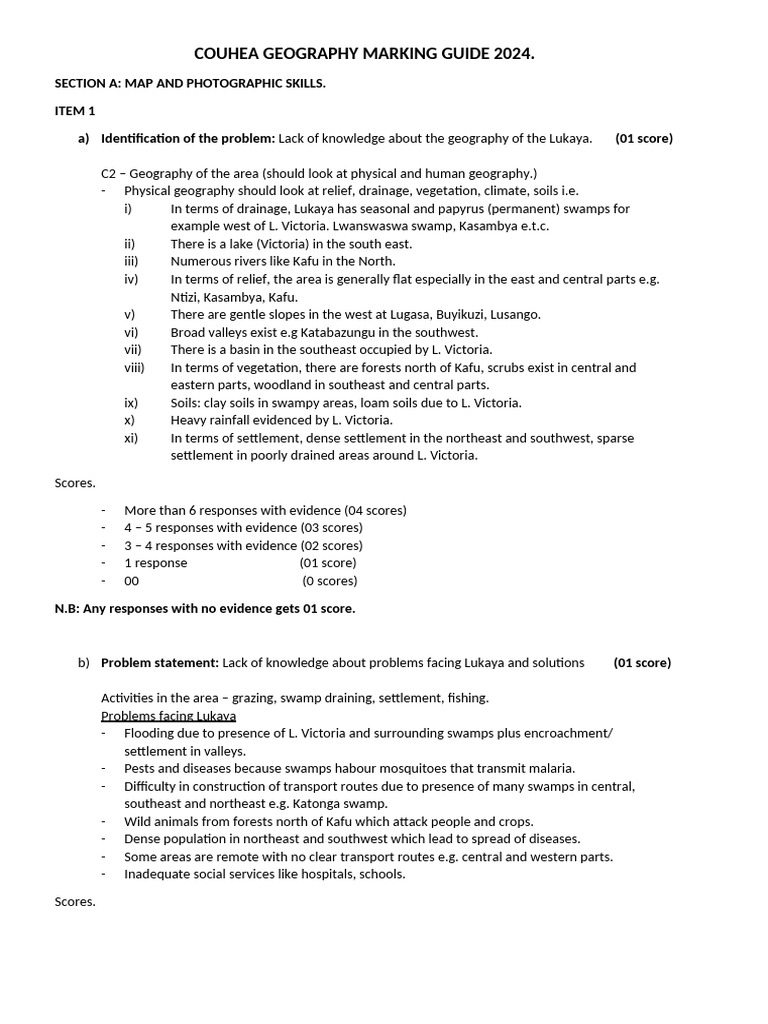 UNEB Geography Marking Guide 2024 | PDF | Road | Slum