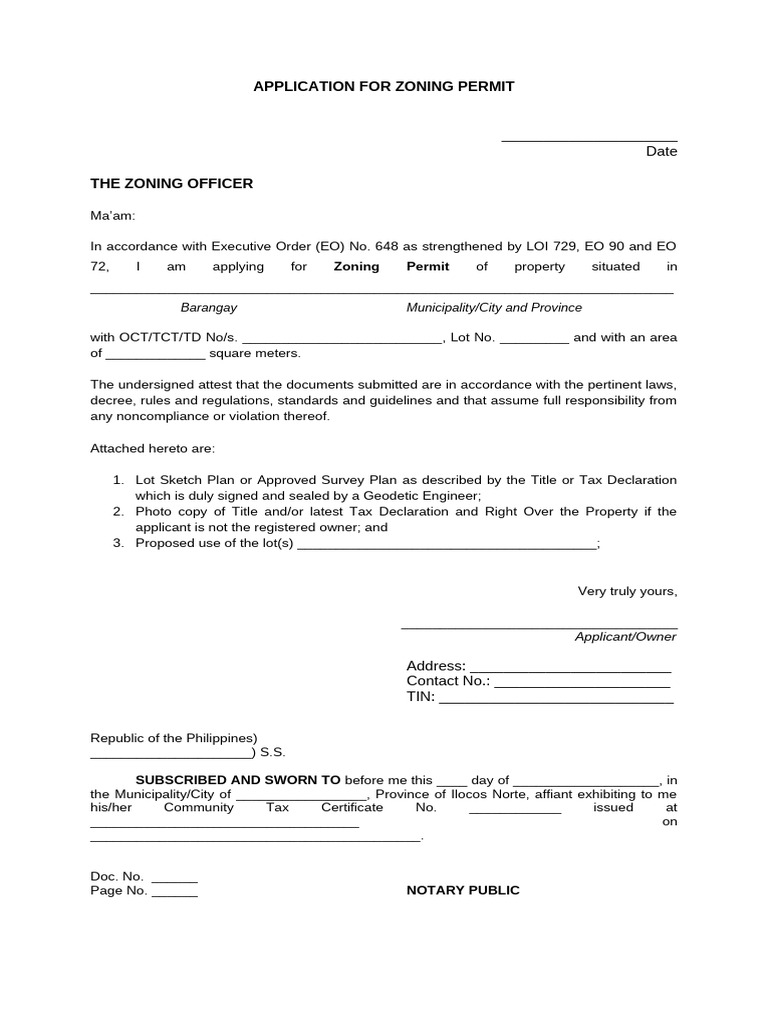 Zoning Permit Application Form | PDF