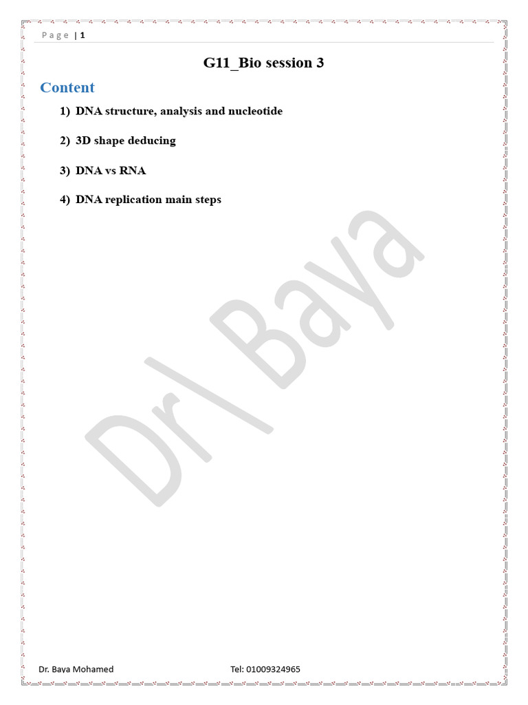 G11 - Bio Session 3 Notes | PDF | Dna Replication | Dna