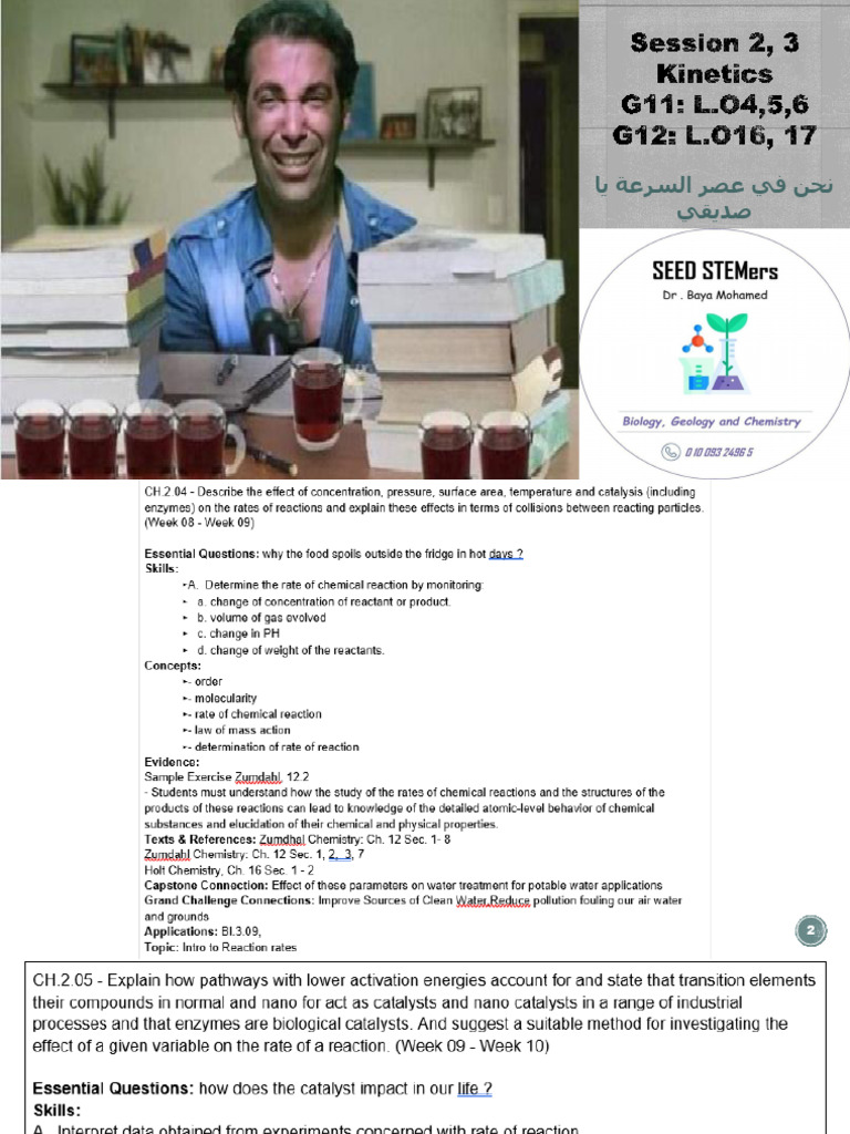 Session 9, 10 Chemistry (Rest of L.O4,5) Dr. Baya | PDF | Reaction Rate | Activation Energy