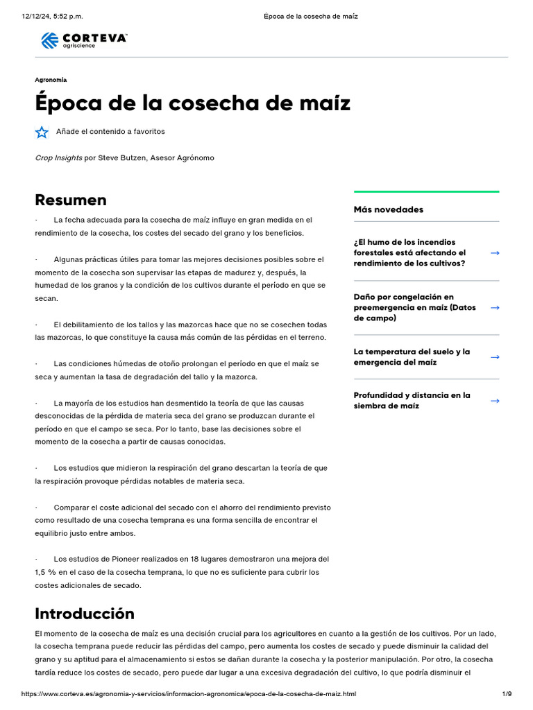 Época de La Cosecha de Maíz | PDF | Cosecha | Maíz