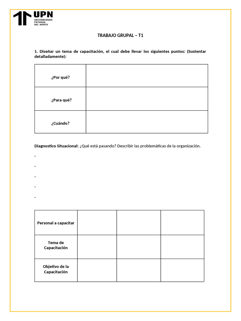 Trabajo Grupal T1 - Plan de Capacitación | PDF