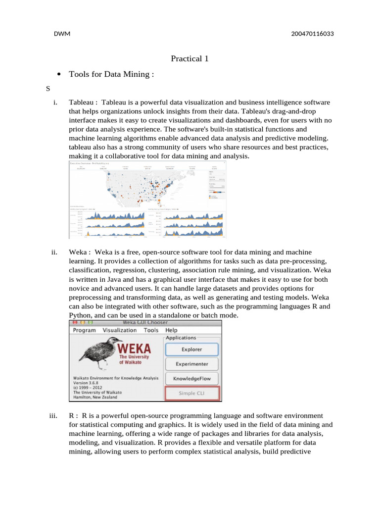 DWM Practical 1 | PDF | Computer Programming | Machine Learning