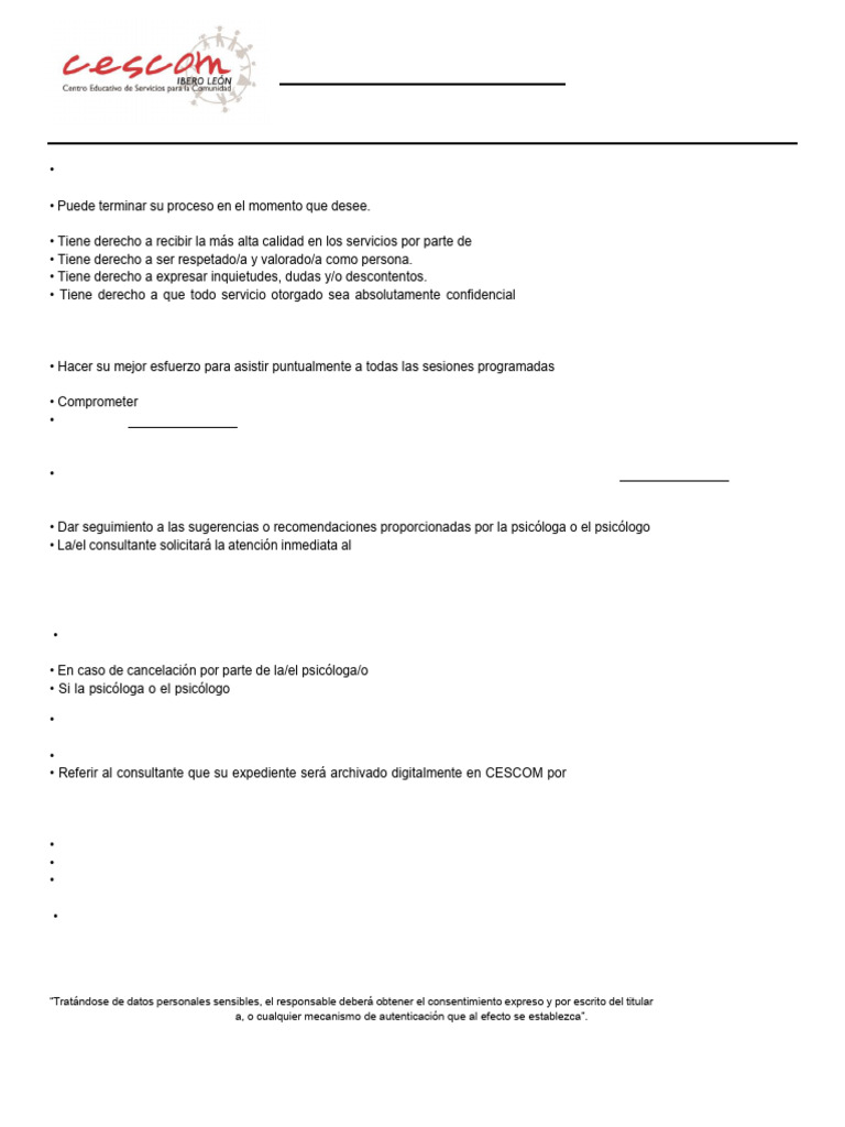 Consentimiento Informado Personas Adultas | PDF | Sicología