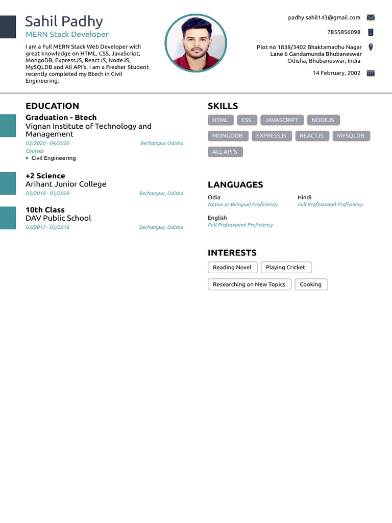 MERN Stack Developer Resume | PDF