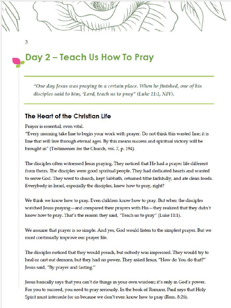 Day 2 Teach Us How To Pray | PDF