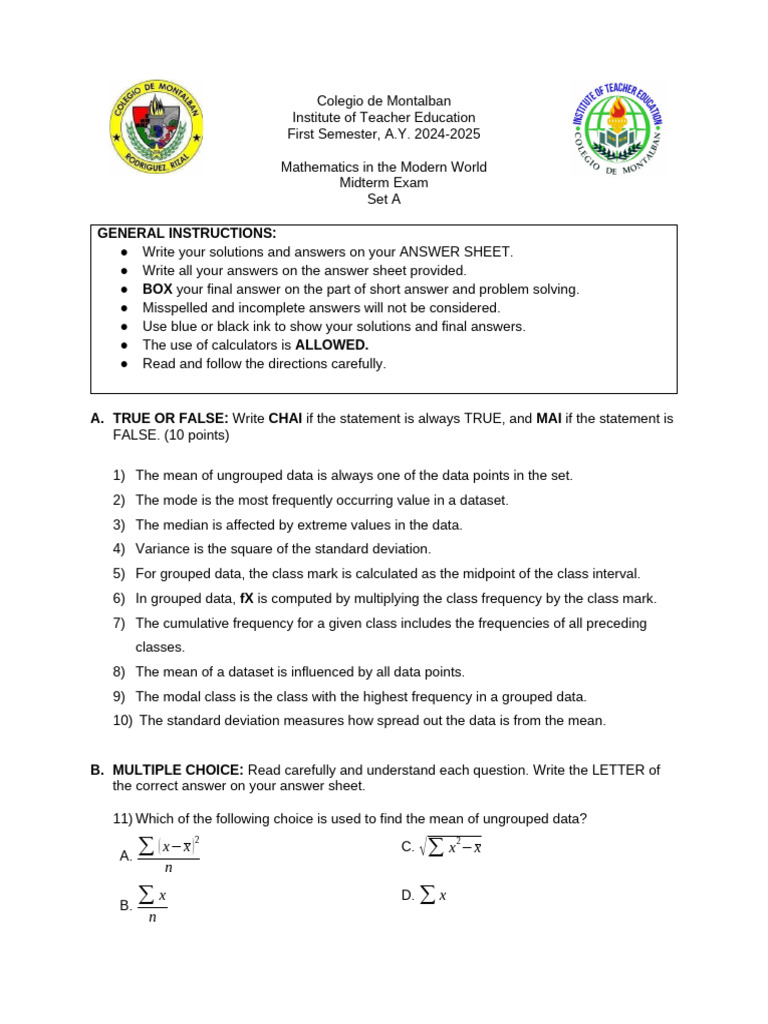 Finals MMW Final | PDF | Mode (Statistics) | Median