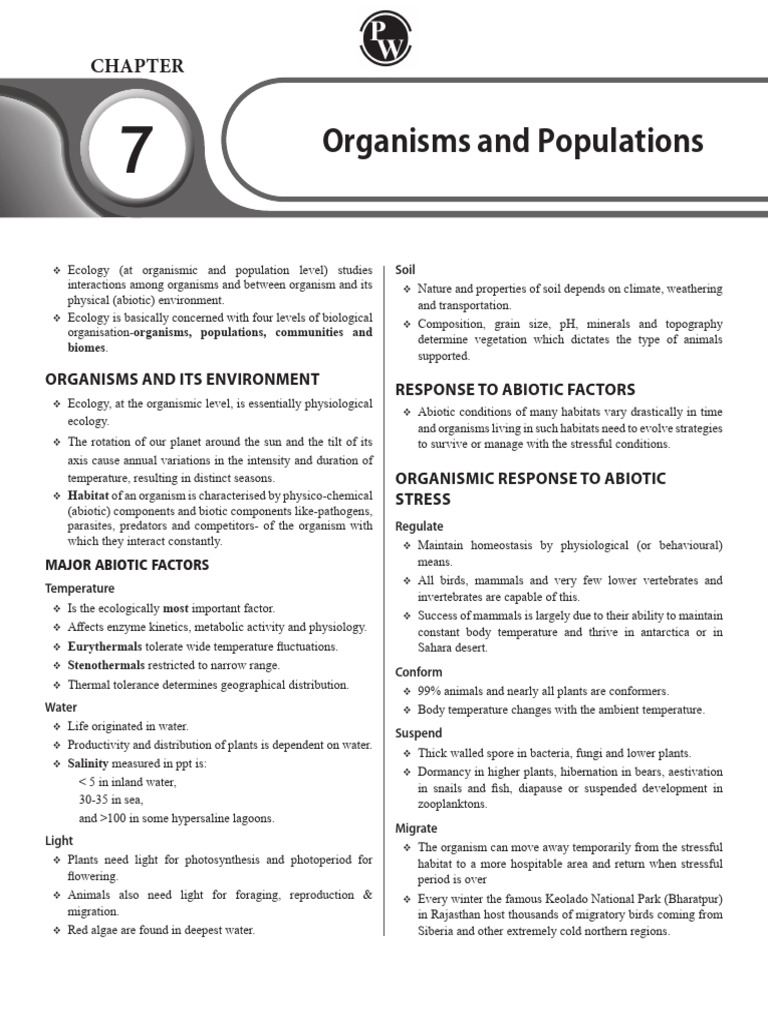 Organisms & Population _ Short Notesjkyt by abhi | PDF | Ecology ...