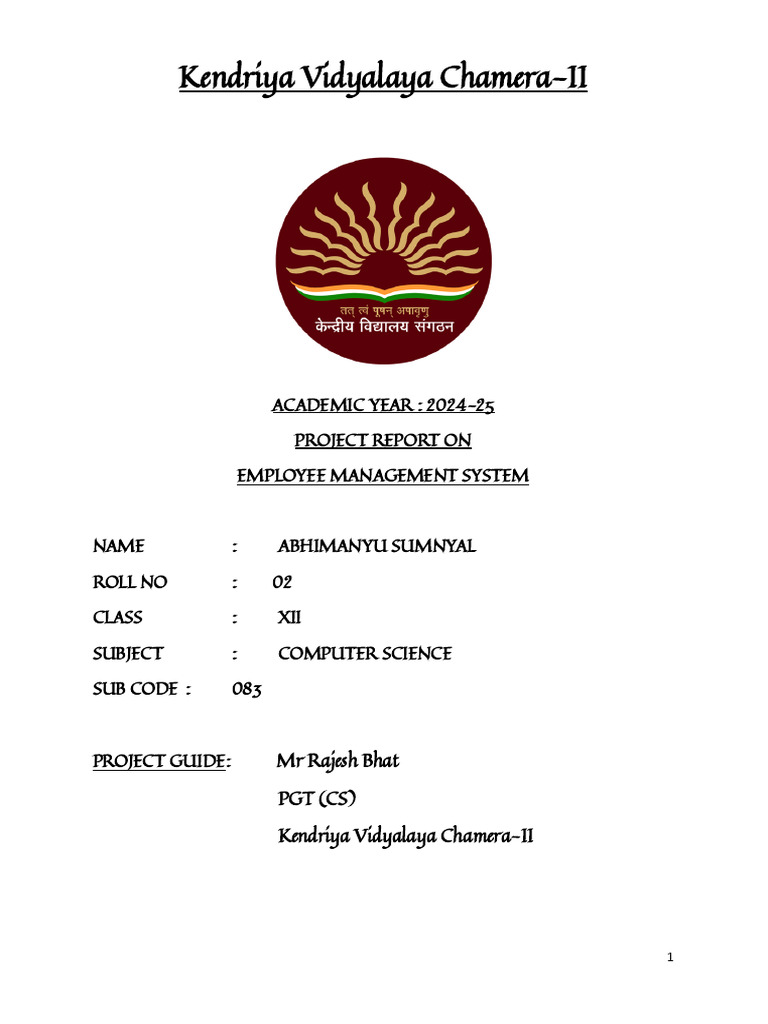 Employee Management System Project Report | PDF | Software Testing ...