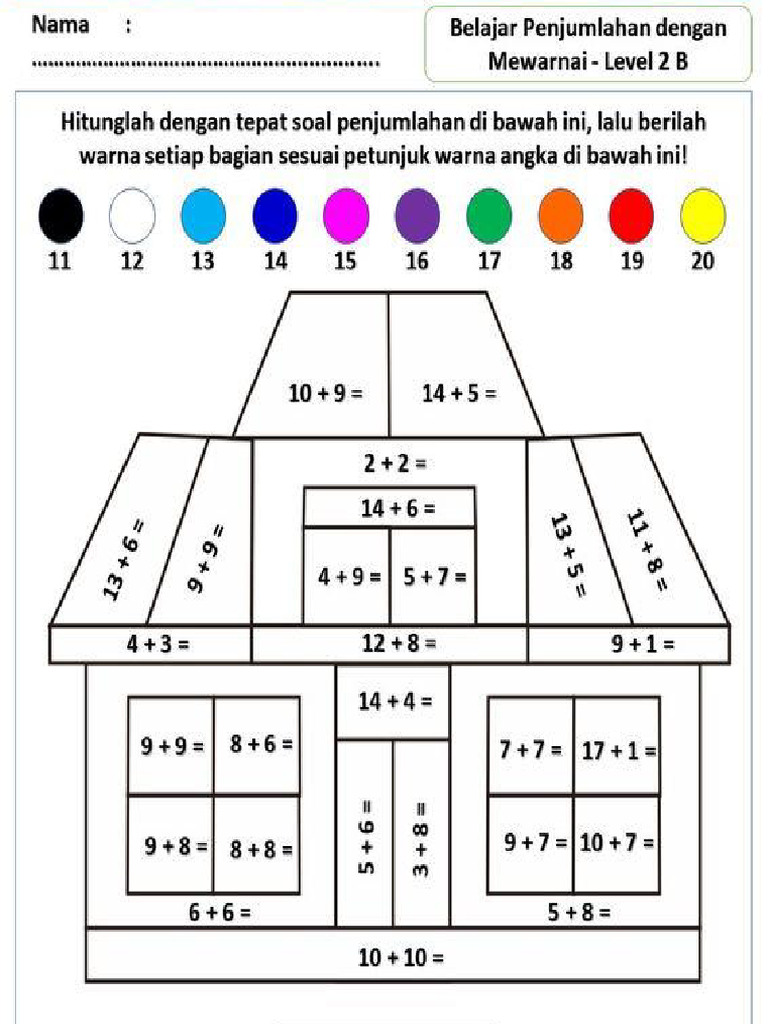 Mewarnai Penjumlahan Level 2 | PDF