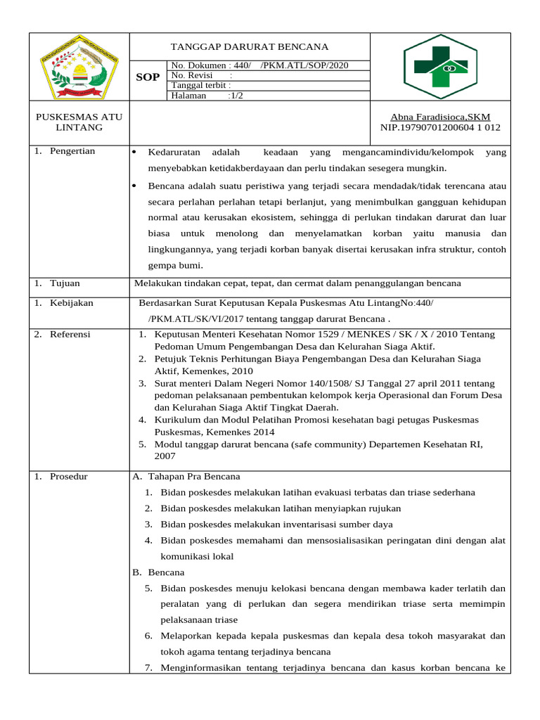 Sop Bencana | PDF
