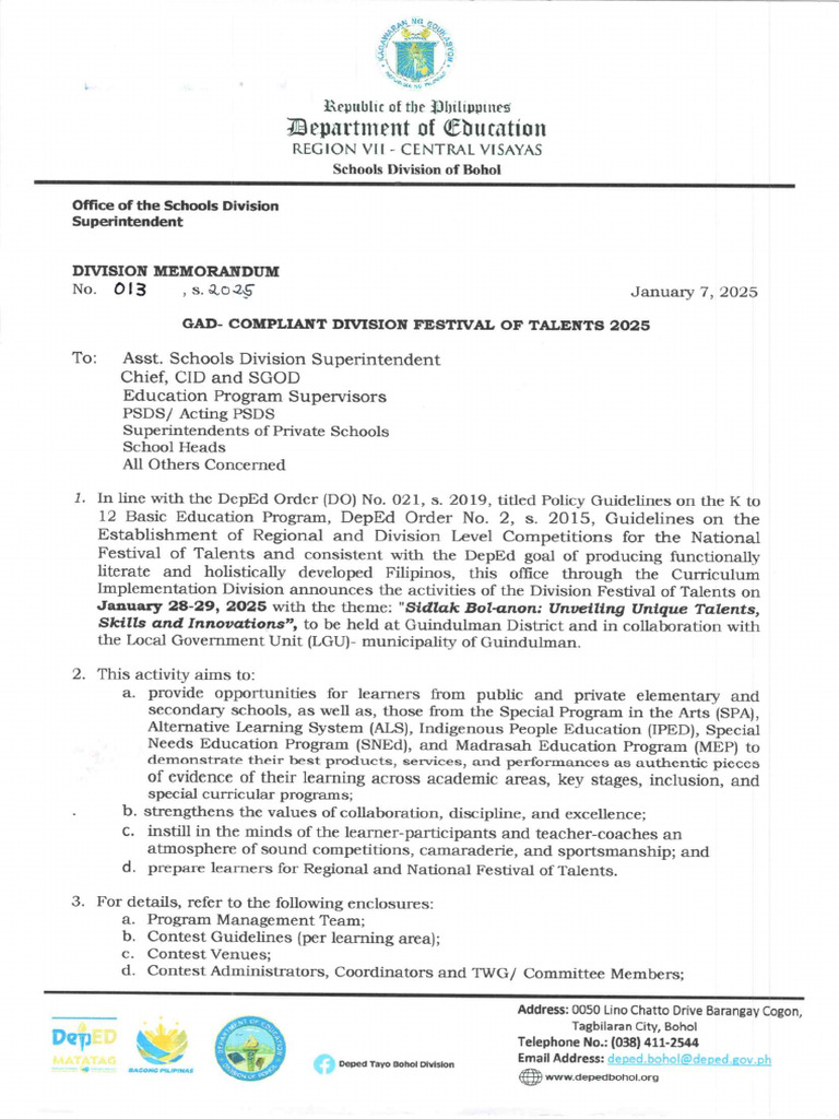 DM No. 013 S. 2025 | PDF