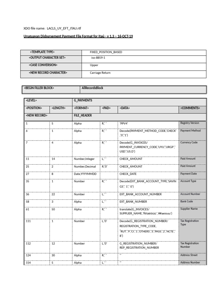 LACLS_UY_EFT_ITAU (2) | PDF | Money | Payments