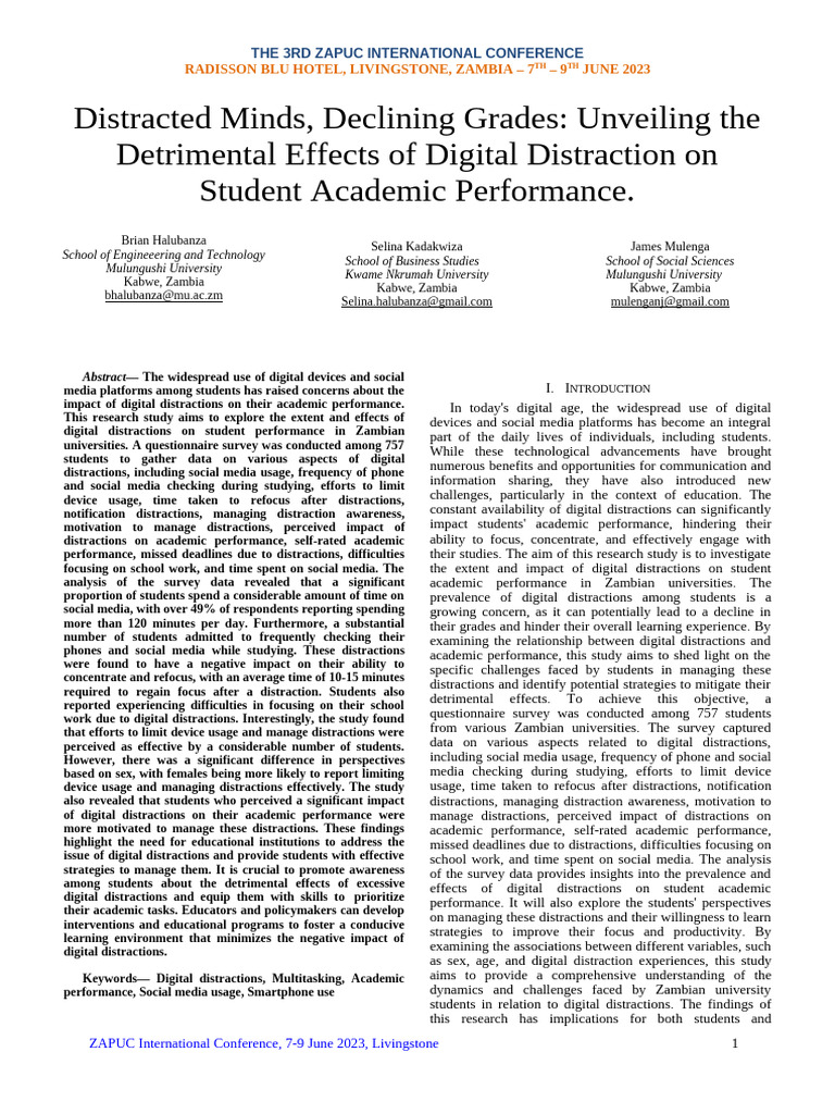 Distracted Minds, Declining Grades Unveiling The Detrimental Effects of ...