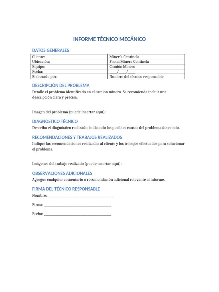 Informe Tecnico Mecanico | PDF