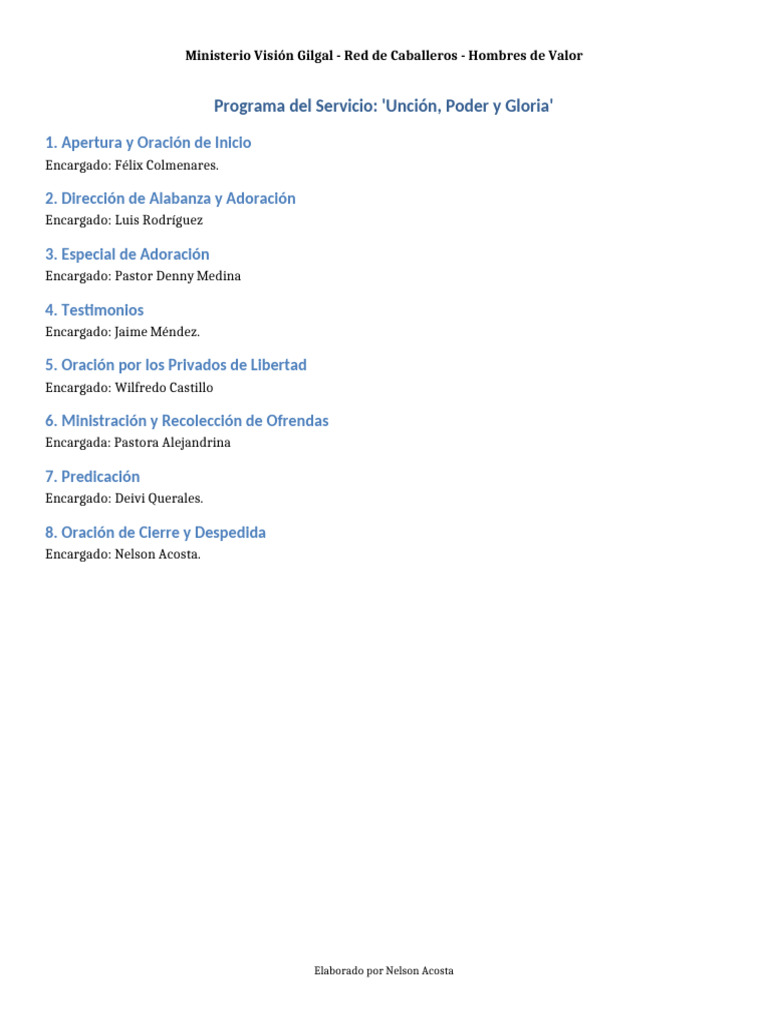 Programa Uncion Poder Gloria Modificado | PDF