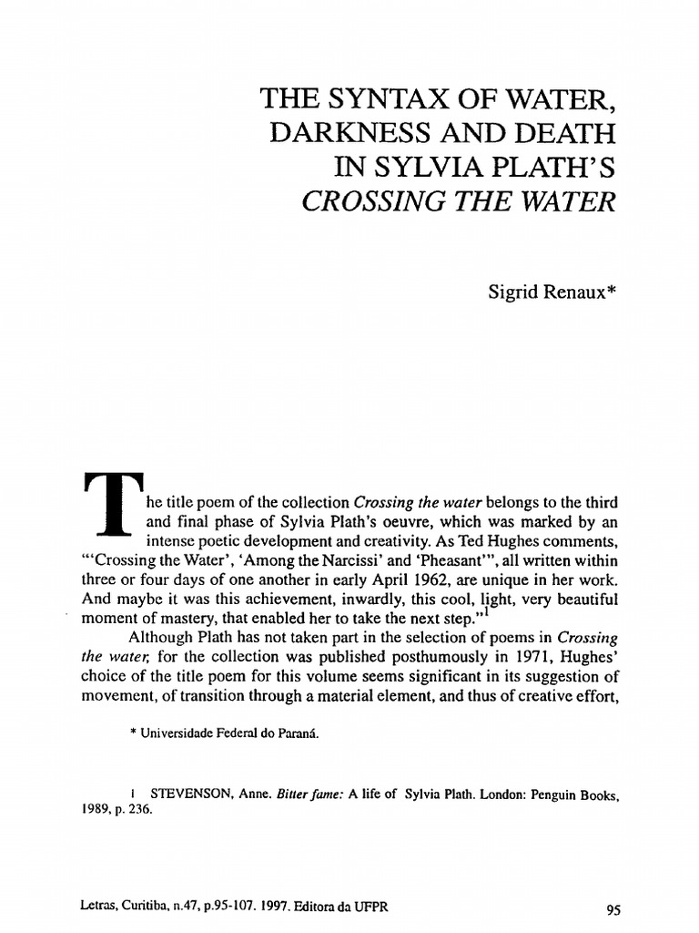 The Syntax of Water, Darkness and Death in Sylvia Plath's Crossing The ...