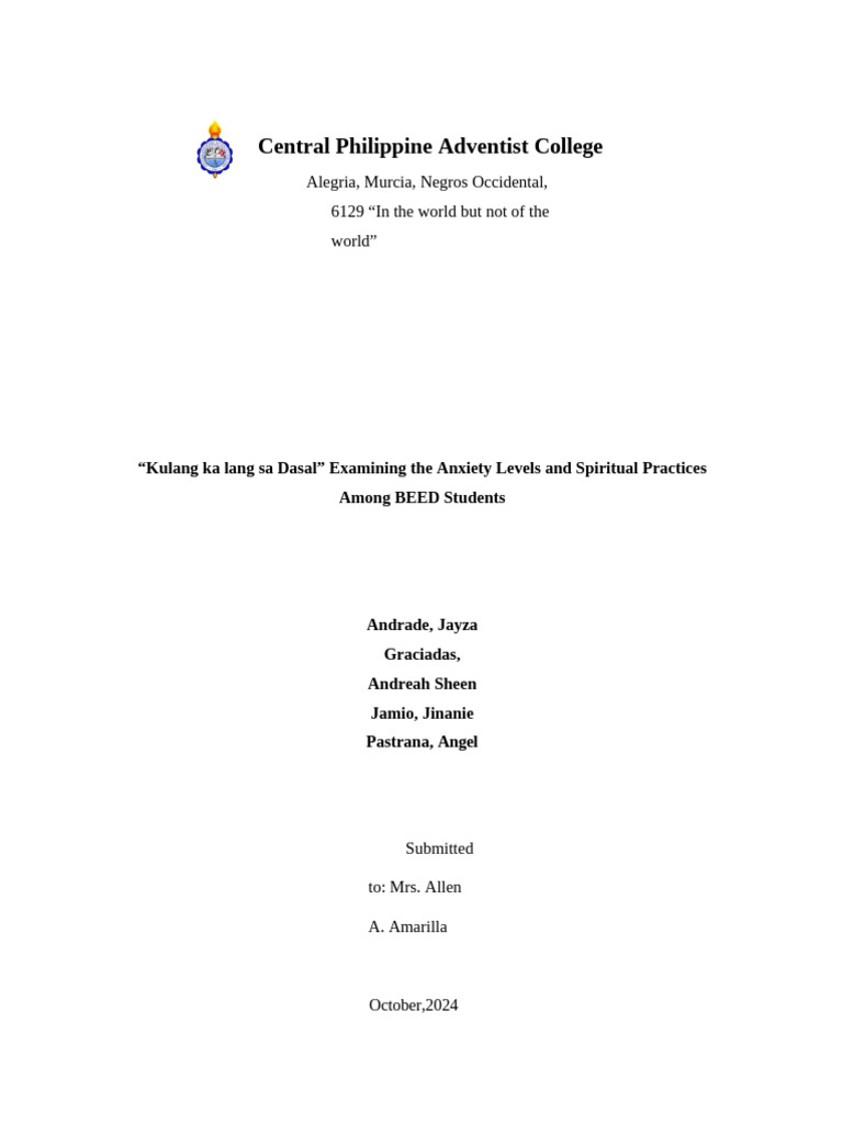 THESIS - GRAMMARIAN | PDF | Mental Disorder | Anxiety