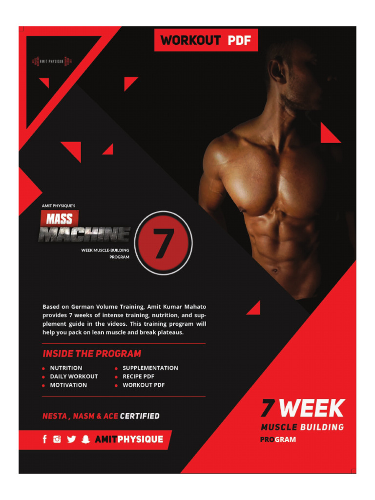 Mass Machine Workout PDF by Amit Physique | PDF