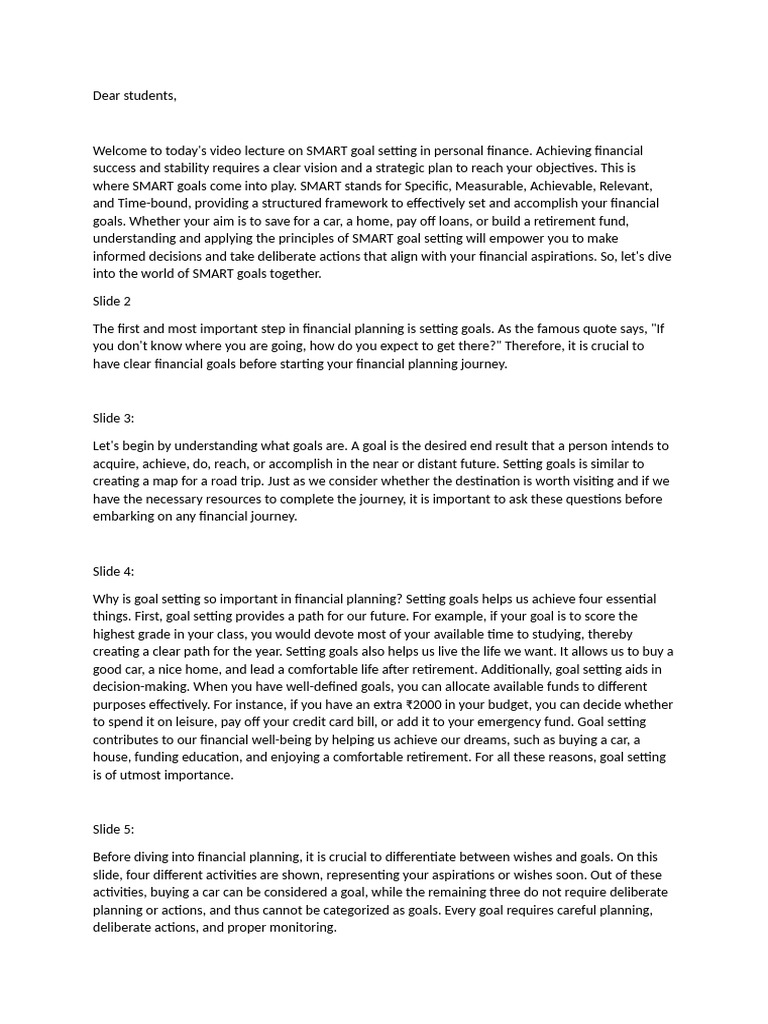 Script Goal Setting Final | PDF | Goal | Goal Setting