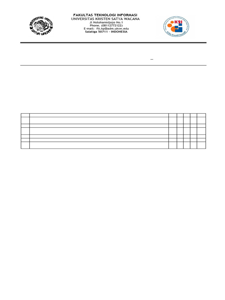 Form Penilaian KP Ke Perusahaan - S1 (SI, TI, DKV) | PDF