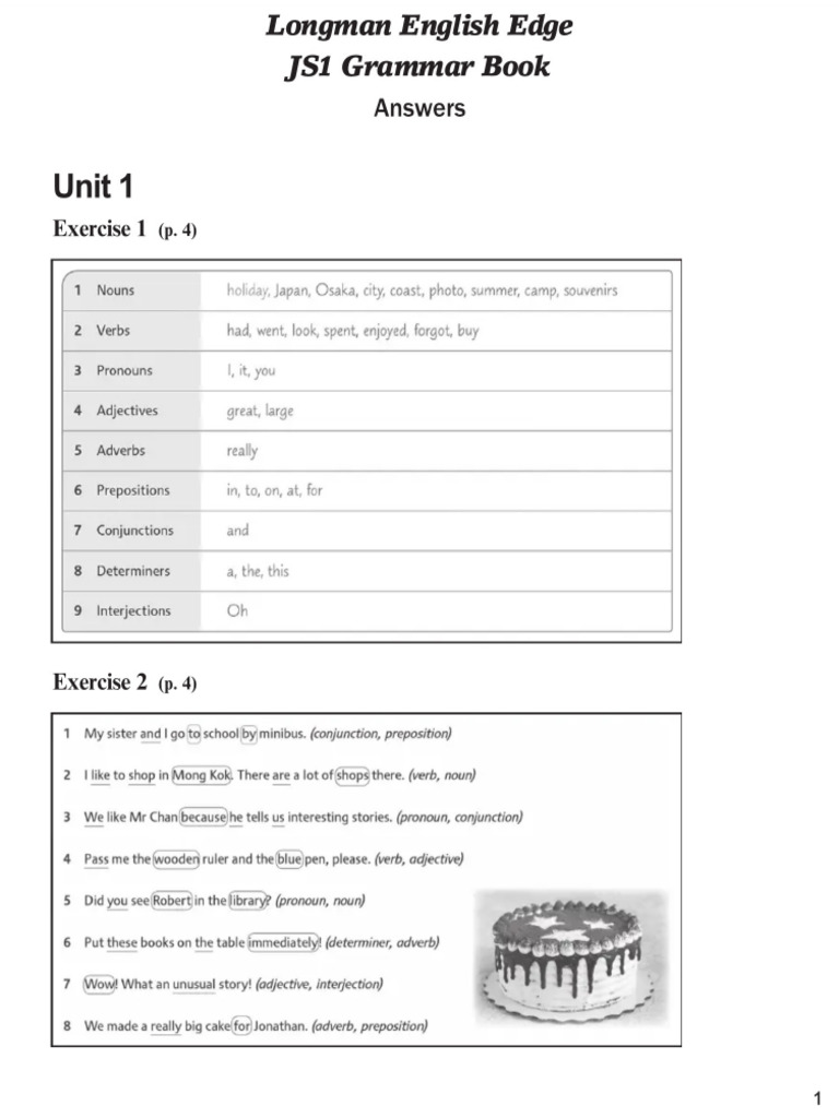 Longman English Edge JS1 Grammar Book Ans | PDF