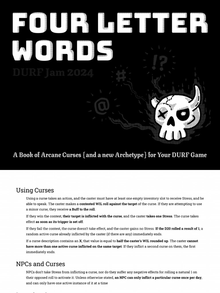 Four Letter Words - DURF Jam 2024 | PDF