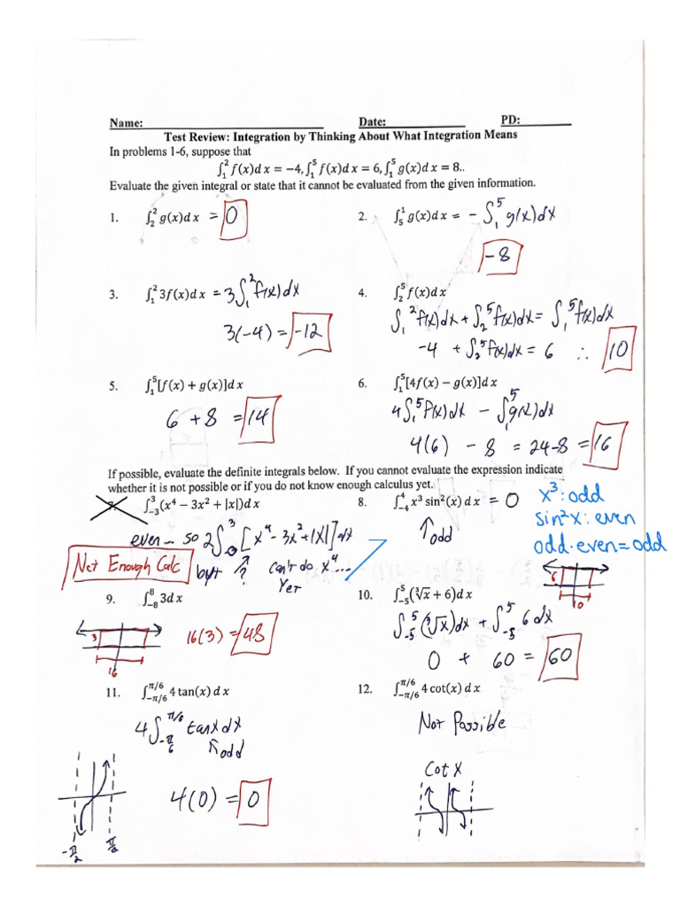 Integration Test Review Part 1 Key | PDF
