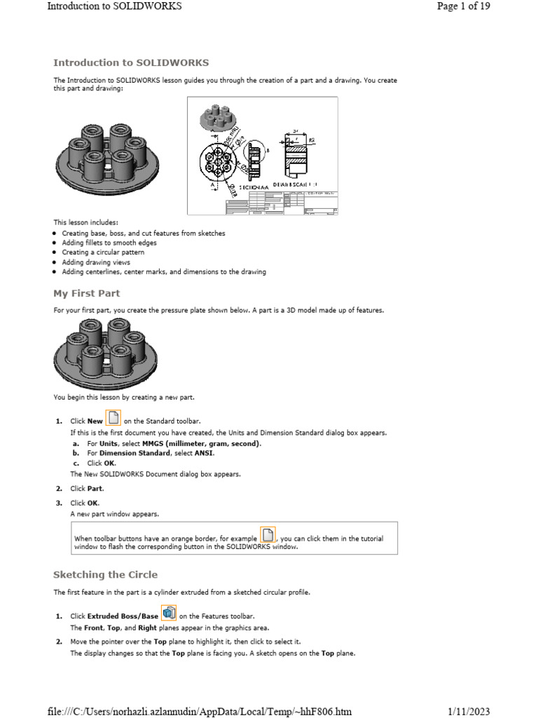 Creating a Pressure Plate in SOLIDWORKS | PDF | Extrusion | Cursor ...