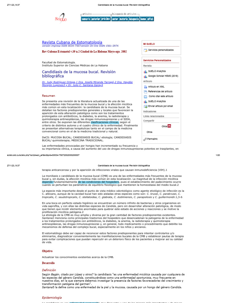 Candidiasis Bucal: Revisión y Tratamientos | PDF | Candidiasis ...
