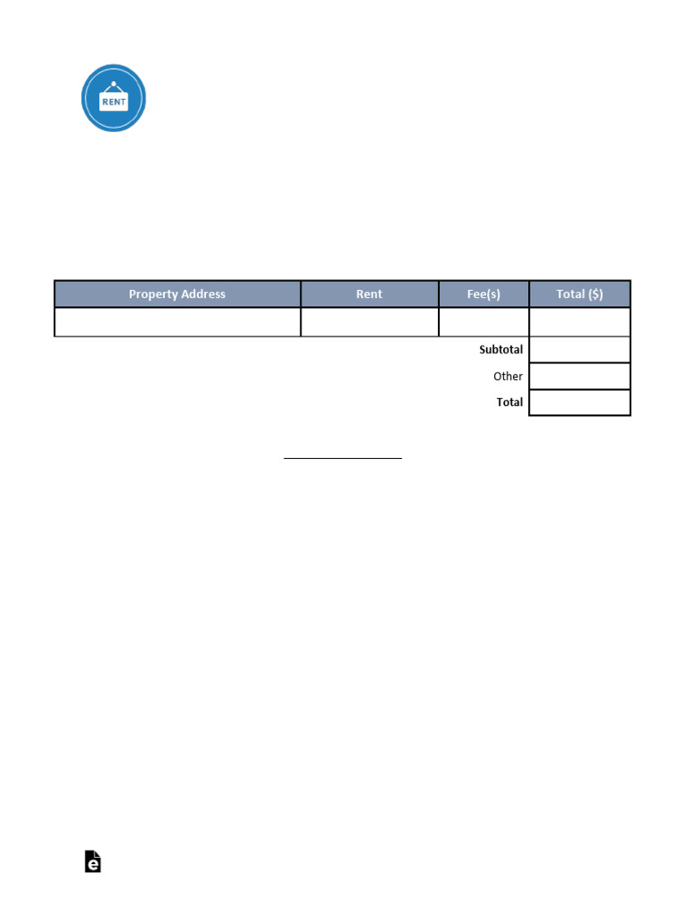 Rent Invoice Template | PDF