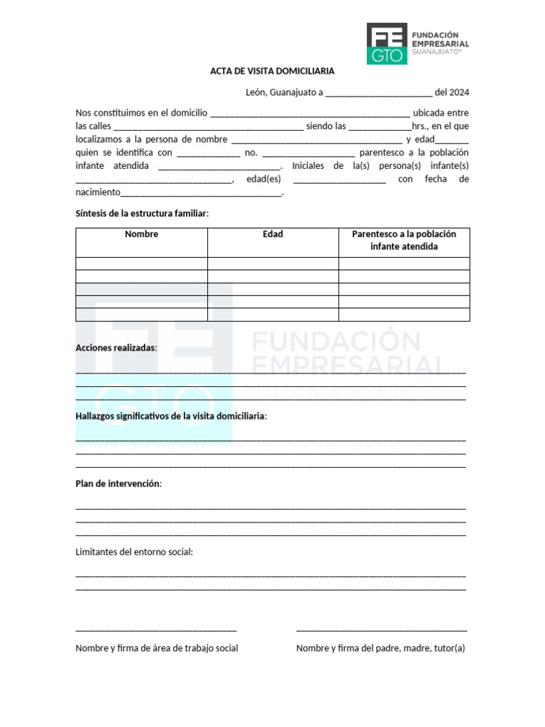 Acta de Visita Domiciliaria | PDF