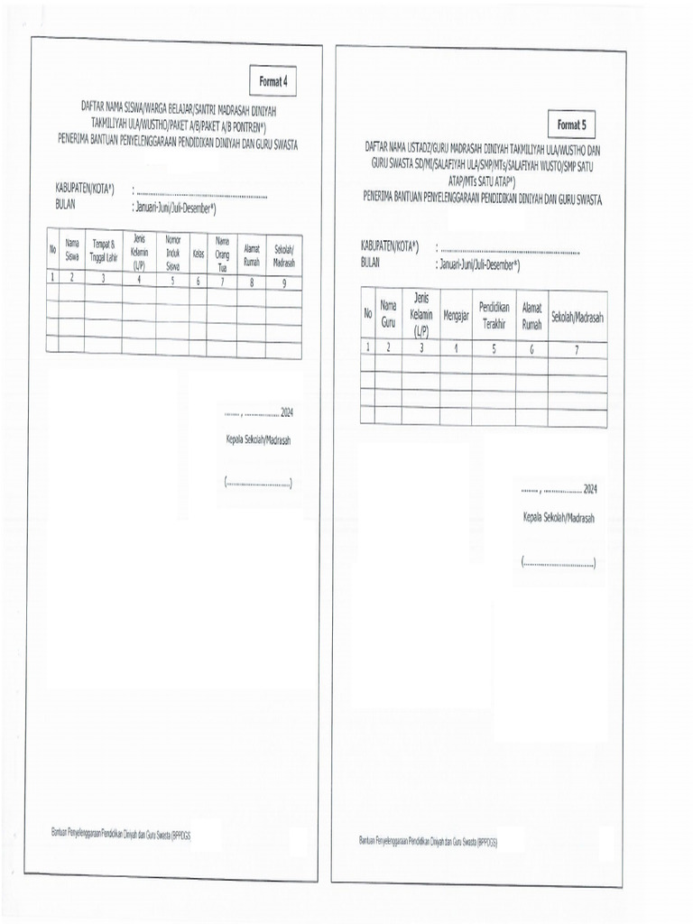 Format Data Siswa Dan Guru Pdf