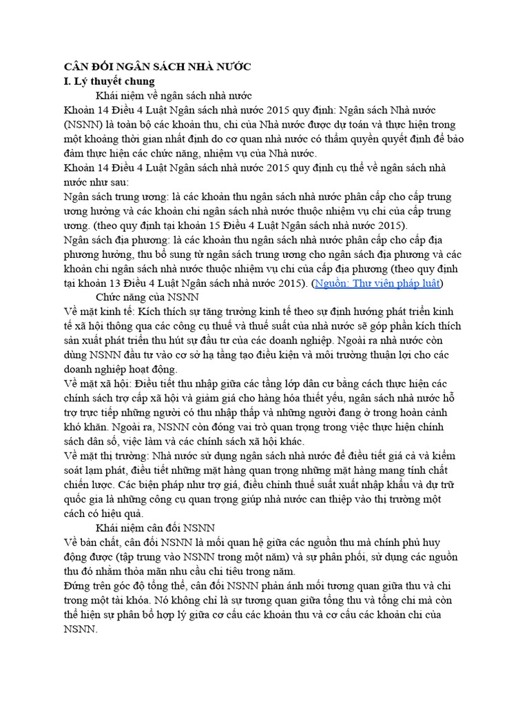 (TCC2) Thực Trạng Cân Đối Ngân Sách Nhà Nước | PDF